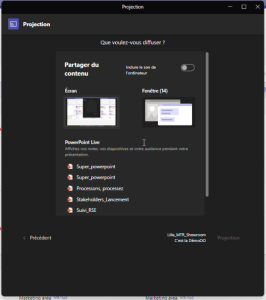Partager du contenu avec Teams Cast